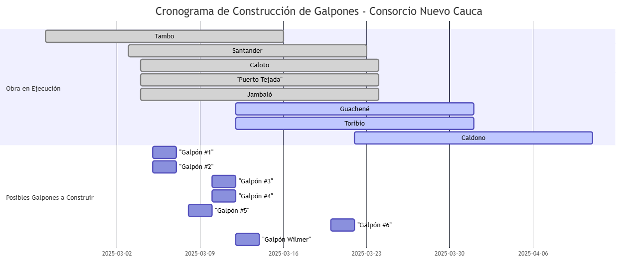 Cronograma de Construcción de Galpones - Consorcio Nuevo Cauca | AI ...